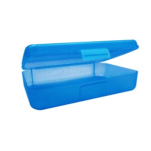 View Plastic Glitter Pencil Boxes, 8x5x2.25