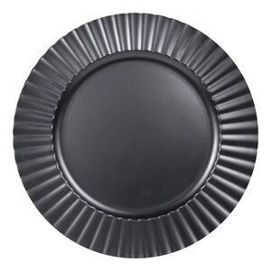 View Black Fluted Plastic Charger Plates,