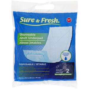 Sure & Free Disposable Adult Underpads, 2-ct. Packs | Dollar Tree