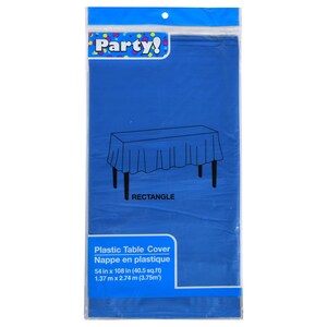 View Blue Plastic Table Covers, 54x108"