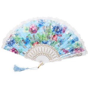 View Floral-Inspired Foldable Fans with Glitter
