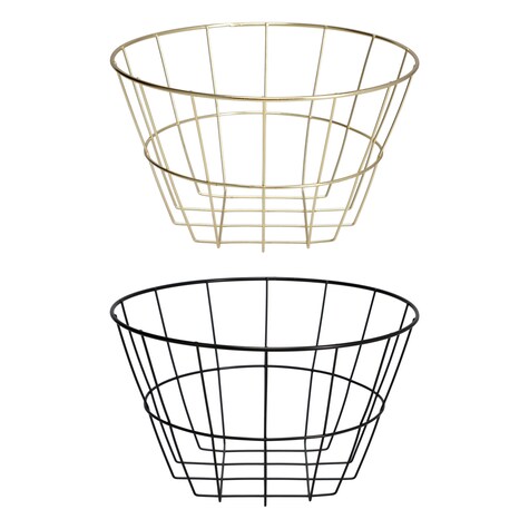 View Essentials Round Gold Iron Baskets,