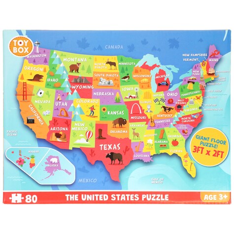 Toy Box USA Map Giant Floor Puzzle, 36x24 in. | Dollar Tree
