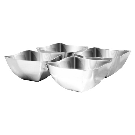 View Square Silver Plastic Bowls, 4-ct.