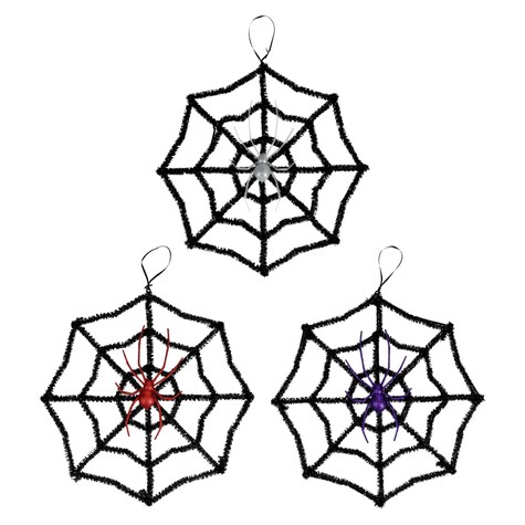 Halloween Tinsel Web with Spider Decorations, 16 in. | Dollar Tree