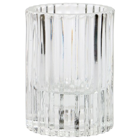View Ribbed Glass Tea Light Candleholder,