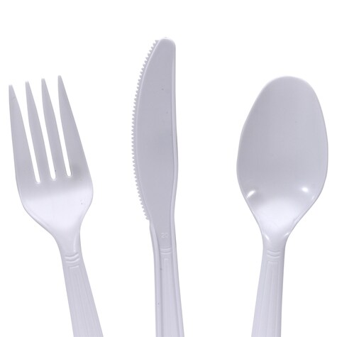View White Plastic Utensils, 48-ct. Bags