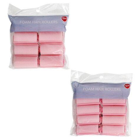 View Pink Foam Hair Rollers