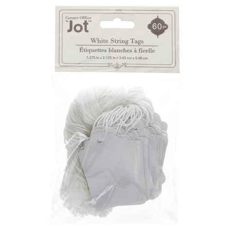 View Jot White String Tags, 60-ct.