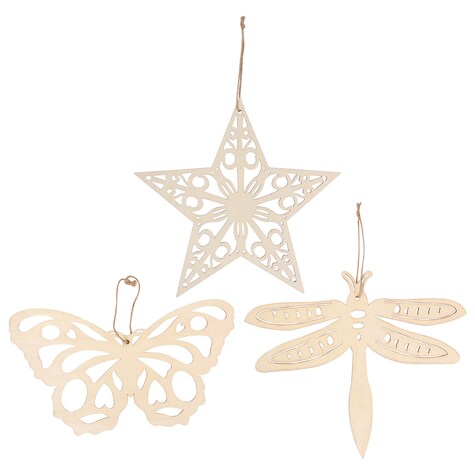 View Crafters Square Hanging Wood Embellished