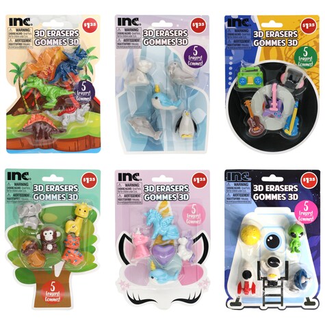 View Inc. 3D Erasers, 5-ct.