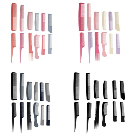 View Colored Plastic Family Comb Sets,