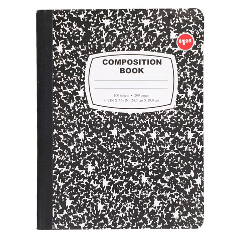 View 100-sheet Black-and-White Composition Book, 9.75x7.5