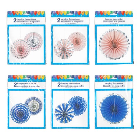 View Assorted Hanging Party Fan Decorations,