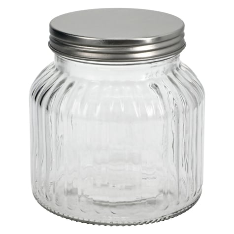 View Ribbed Glass Jars with Metal