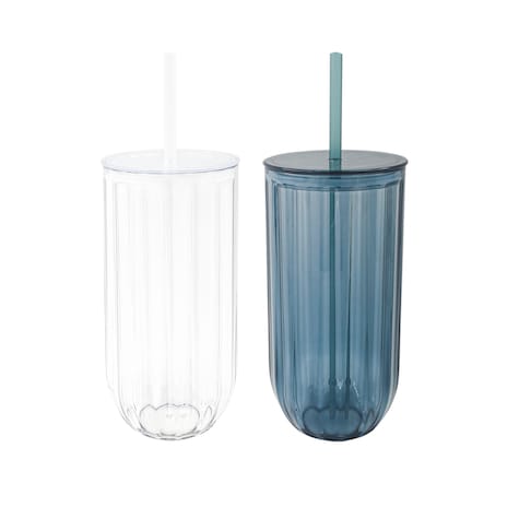View Translucent Tumbler With Straw Assorted