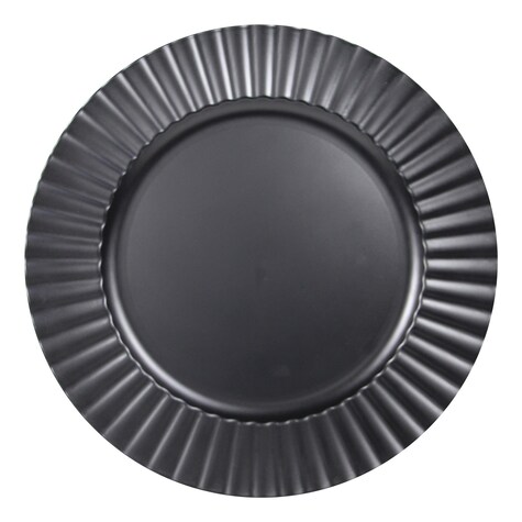 View Black Fluted Plastic Charger Plates,