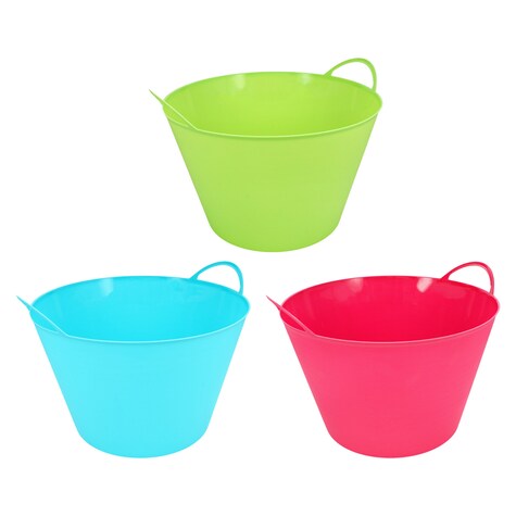 View Plastic Buckets with Handles, 13.62x12.37x9.37