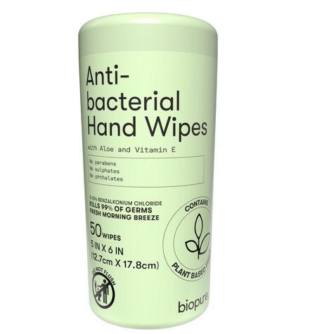 View Biopure Anti-Bacterial Hand Wipes, 50