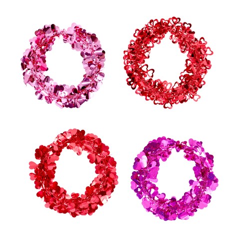 View Assorted Valentine Heart Tinsel Garlands,