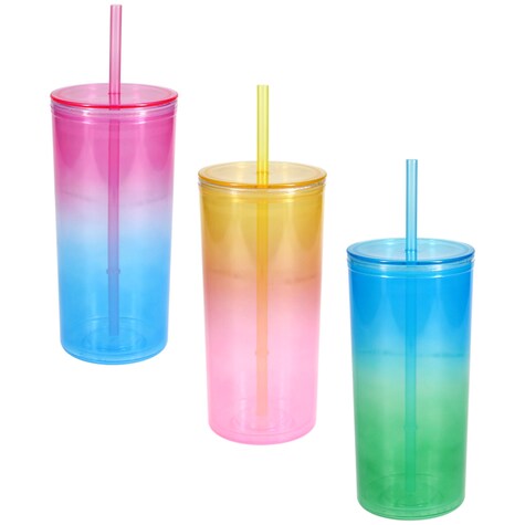 View Ombre Tumblers with Straws, 21