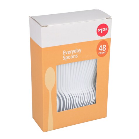 View Everyday White Plastic Spoons, 48-ct.
