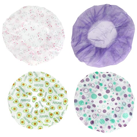 View Printed Elastic Shower Caps, 2-ct.