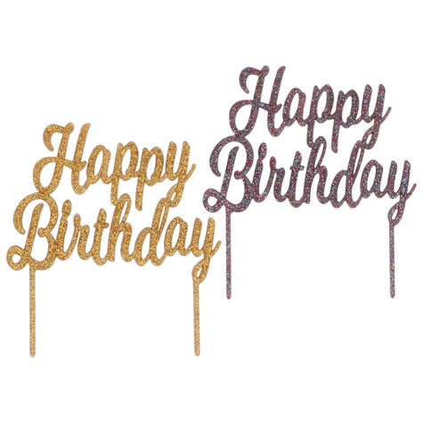 View Metallic Happy Birthday Cake Toppers