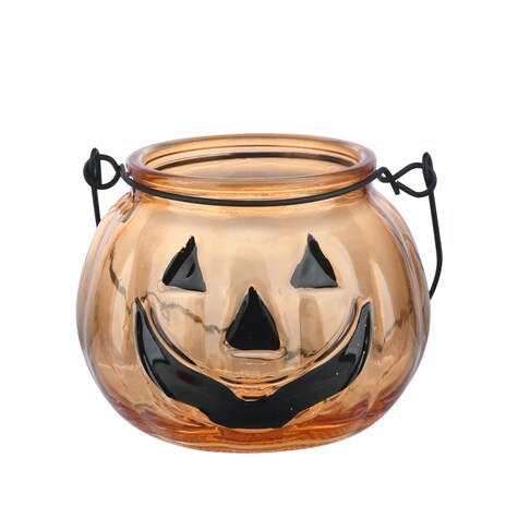 View Halloween Pumpkin Glass Tea Light
