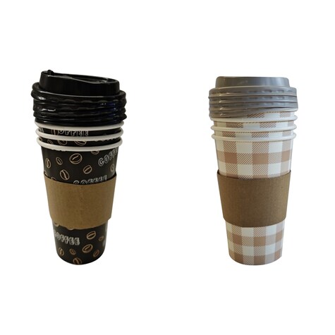 Paper Coffee Cups With Lid, Assorted Colors, 4-pc Pack. | Dollar Tree