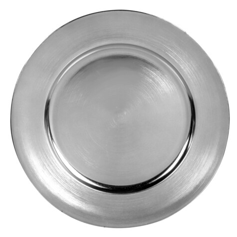 Metallic Silver Plastic Charger Plates, 13 in. | Dollar Tree