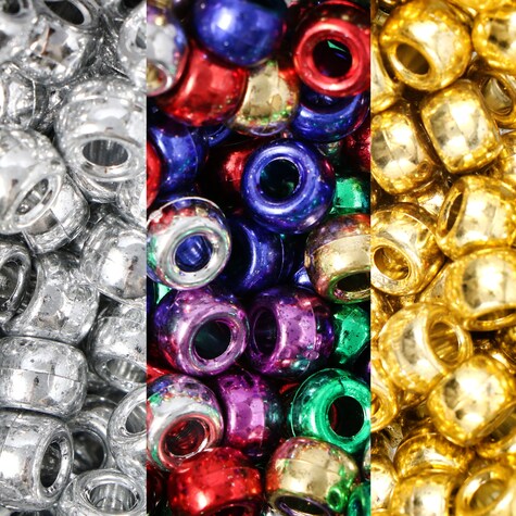 View Crafters Square Metallic Pony Beads,