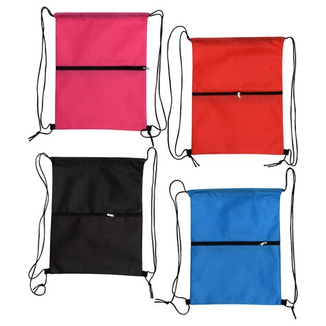 View Drawstring Backpacks with Zipper Pockets,