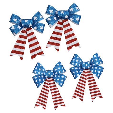 Glittery Stars & Stripes Decorative Bows | Dollar Tree