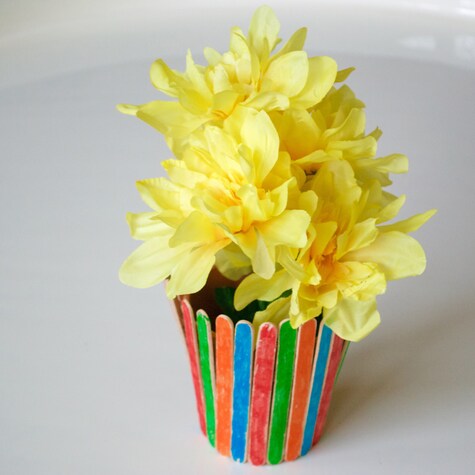 Colorful DIY Popsicle Stick Flower Pot | Dollar Tree