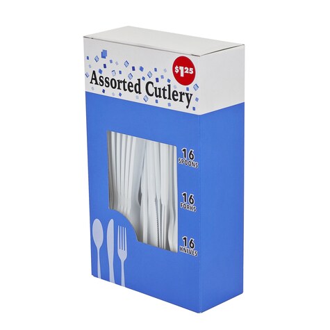 View Everyday Assorted White Plastic Cutlery,
