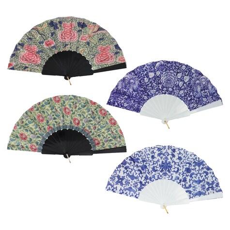 View Porcelain-Print Foldable Handheld Fan, 1