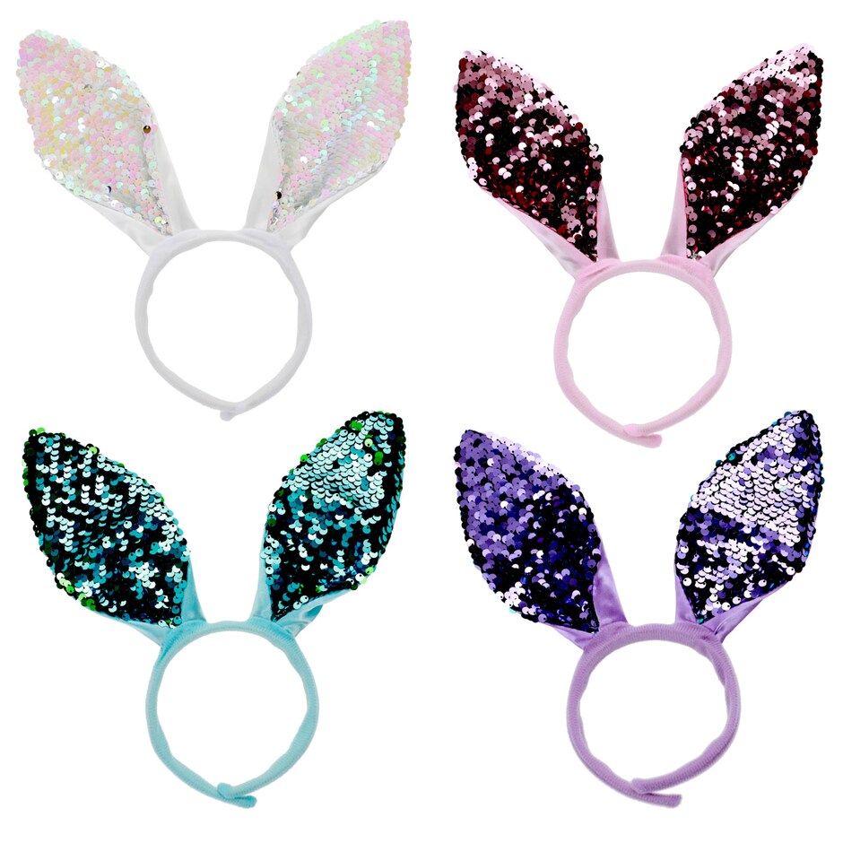 Bunny Ear Headbands with Sequins, 9.625x9.25 in. | Dollar Tree