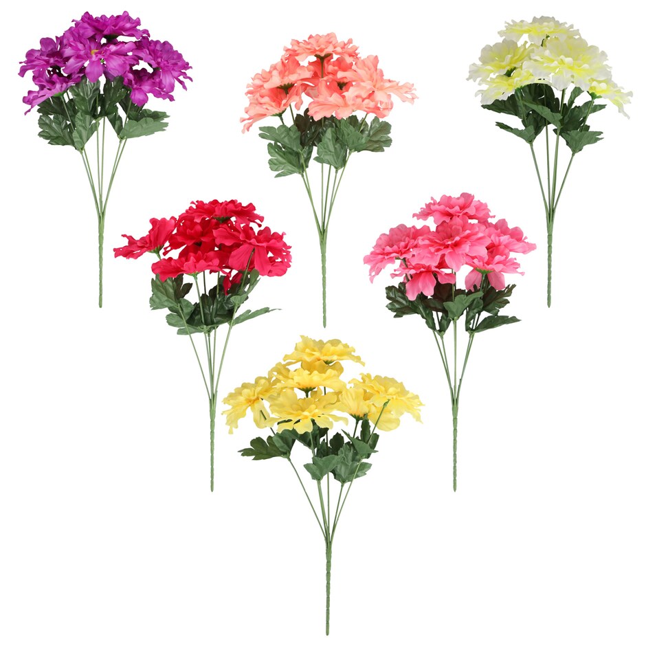 Floral Garden 6-Stem Summer Zinnia Bushes, 16.625 in.