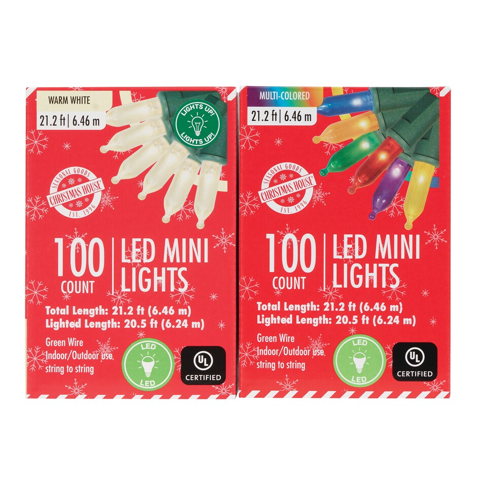 Christmas House LED Mini Lights, 100-pc Pack.