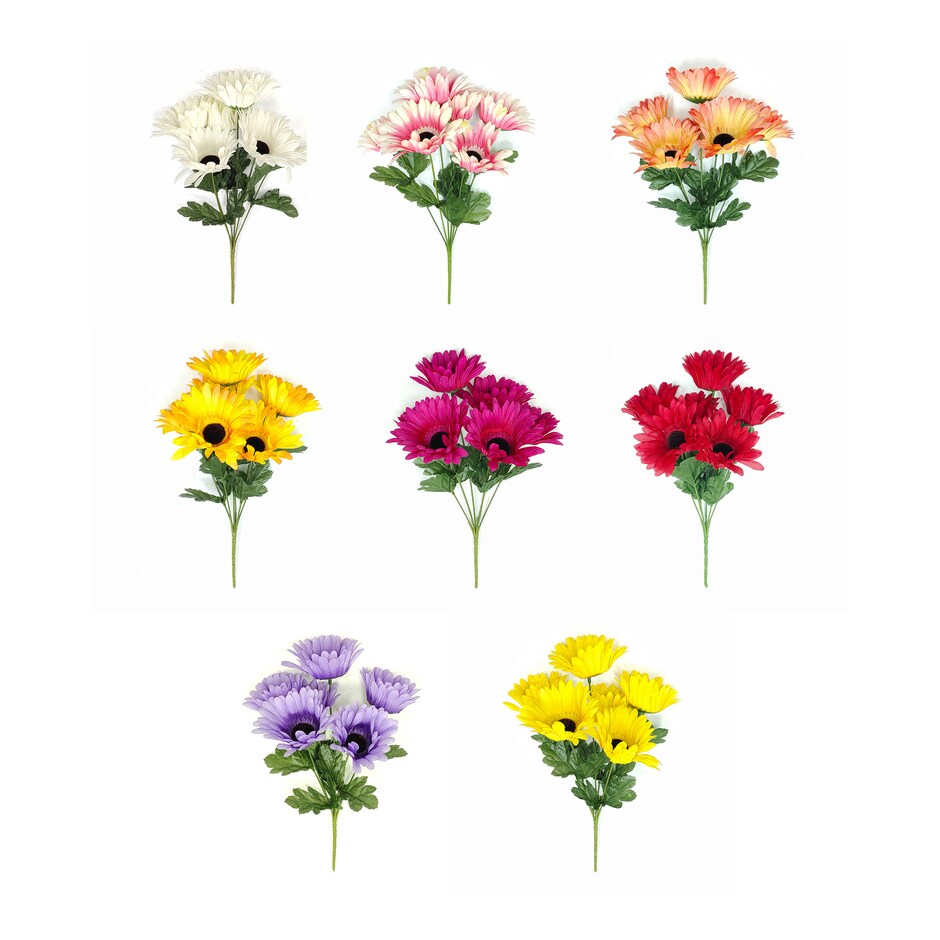 Artificial Gerber Daisy Flower Bush, Assorted Colors, 1-ct. | Dollar Tree