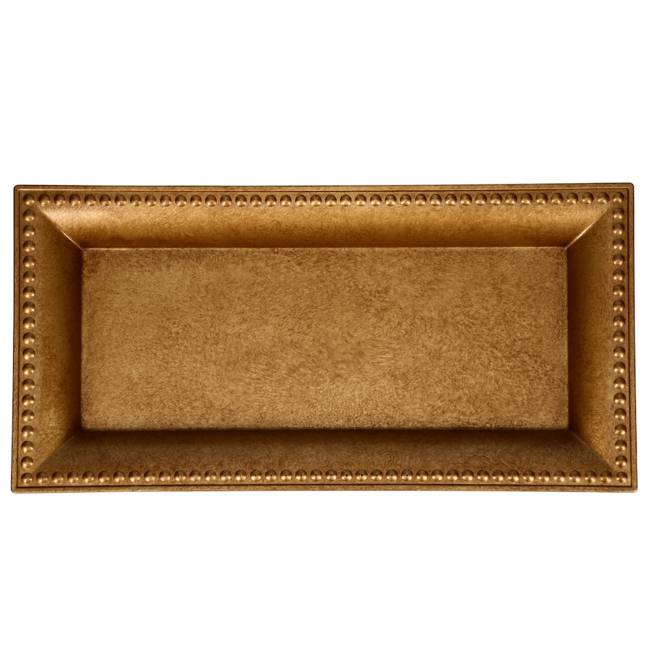 336373-Gold Brushed Rectangular Charger Plates, 14.25x6.75x1-in.