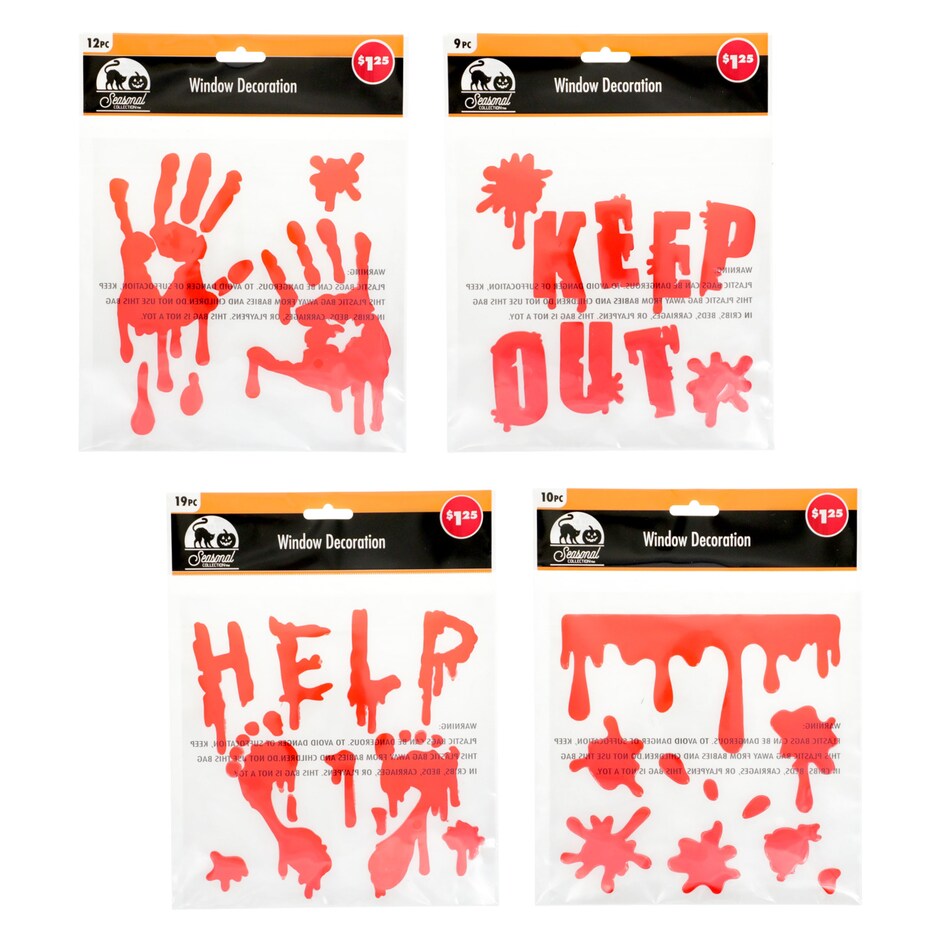 Halloween Themed "Bloody" Gel Window Clings