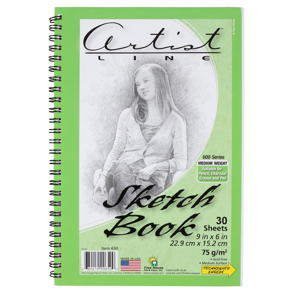 Artist Line Spiral Bound Sketch Books, 30 Pages 9x6 in.