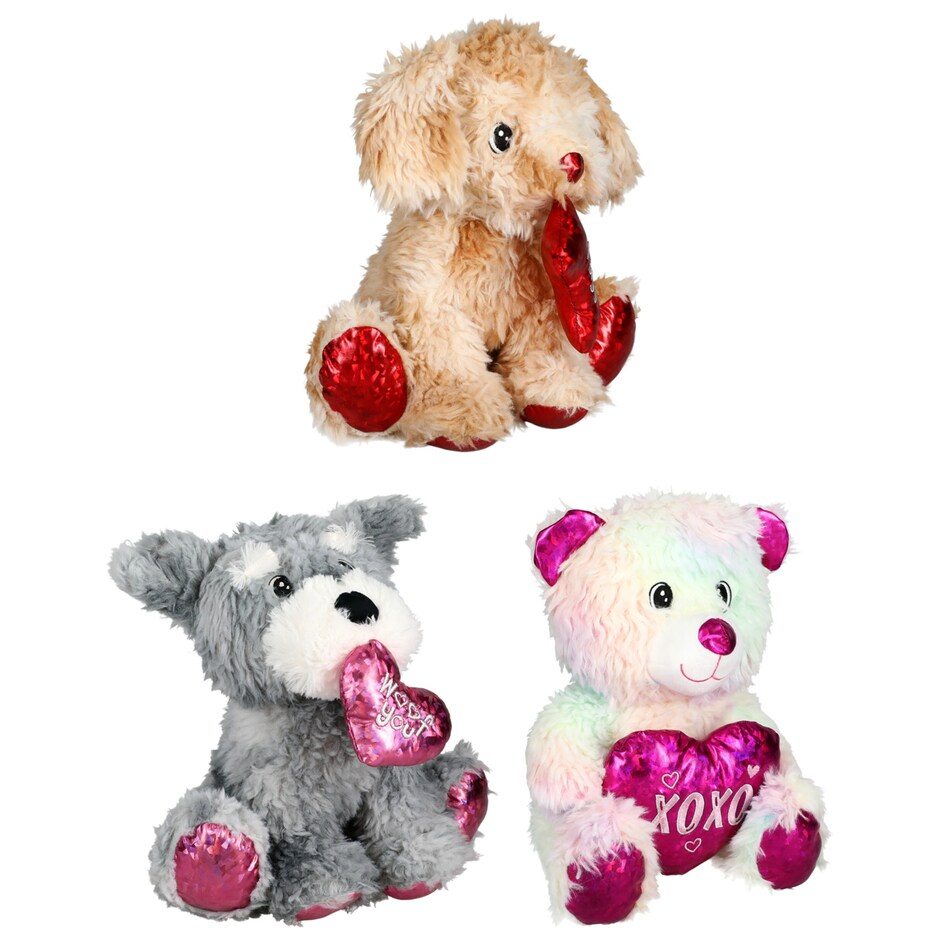 Valentine's Day Plush Animals with Sentiments, 11 in.