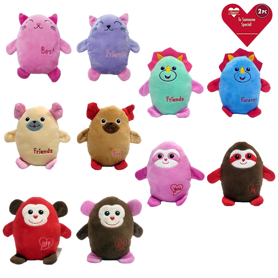 Valentine's Day 2-Piece Plush Friends Sets, 7.125x3.75x1.625 in.