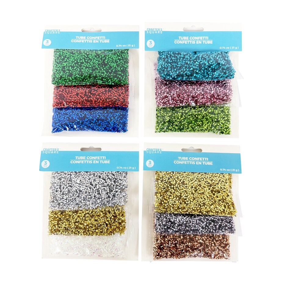 Crafters Square Tube Confetti, Assorted Colors, 3-pc Pack. | Dollar Tree