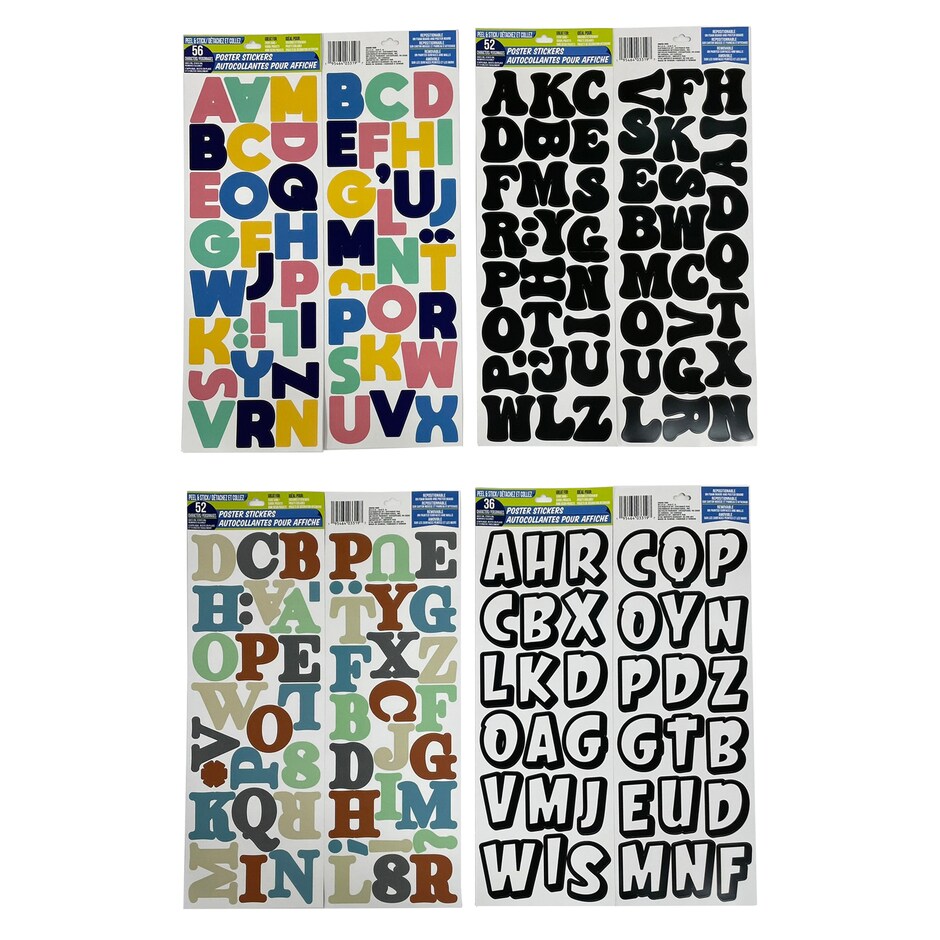 Peel and Stick Alphabet Stickers, Assorted Colors, 56-pc Pack. | Dollar ...