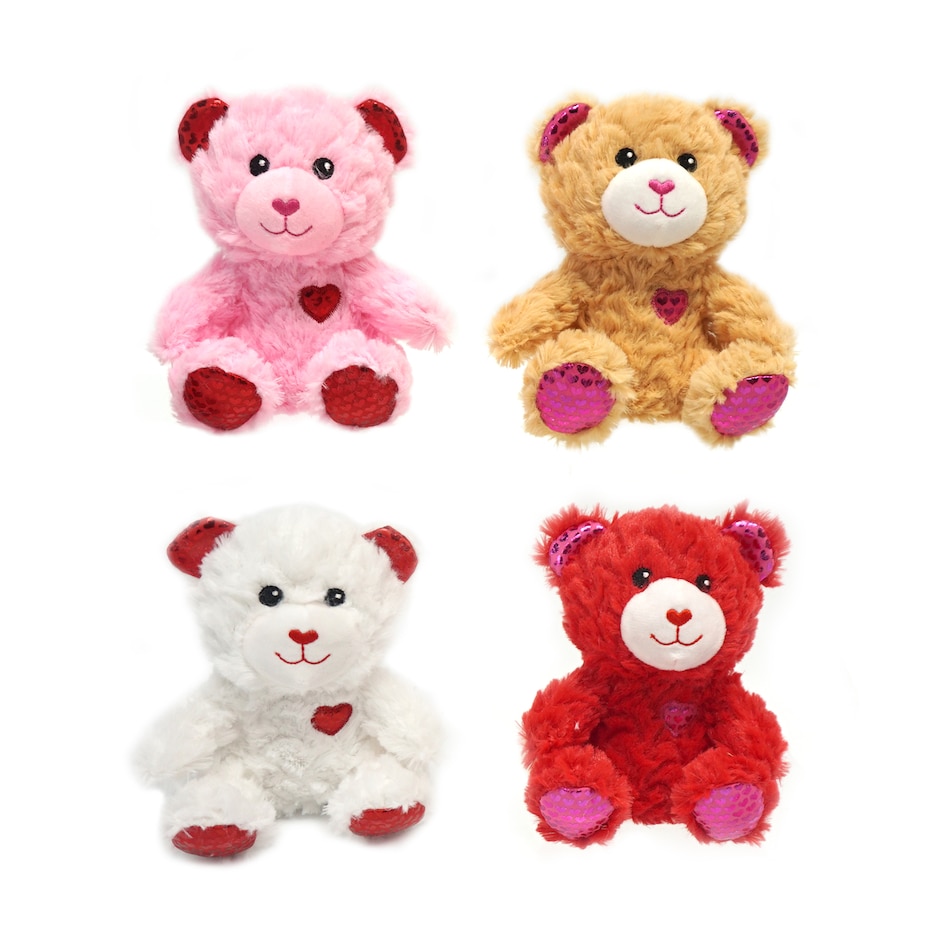 Valentine's Embroidered Heart Plush Sitting Bears