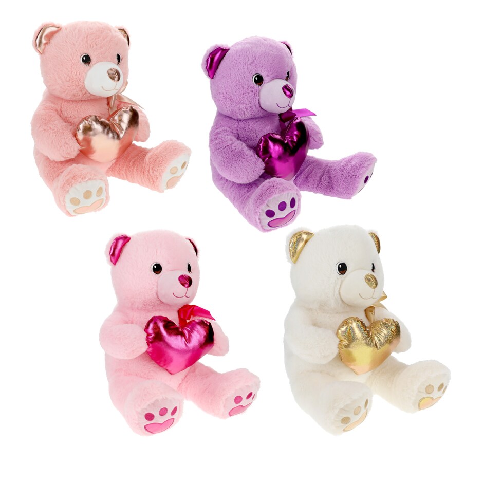 Seasonal Collection Bear Plush Doll With Heart, Assorted Colors, 1-ct.